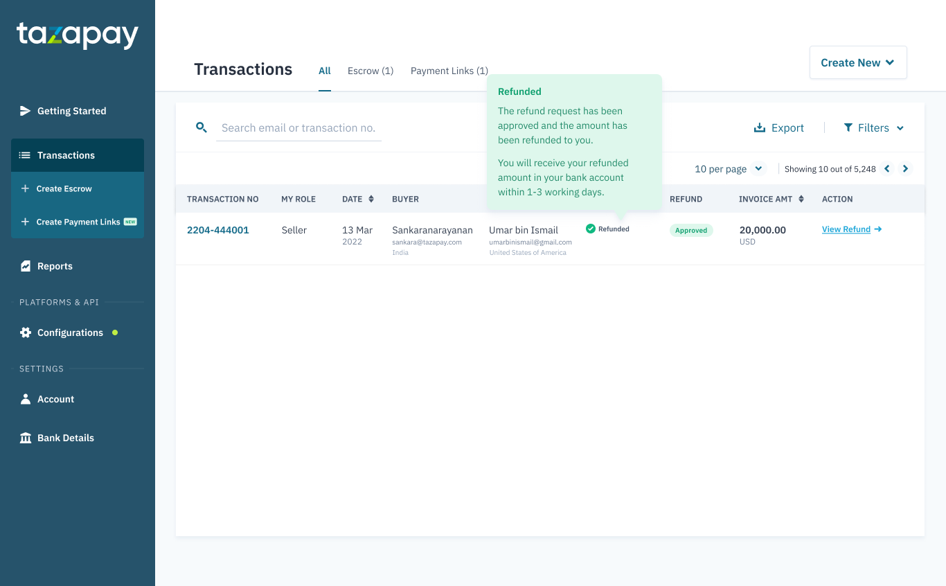 How do I request a refund from my dashboard?