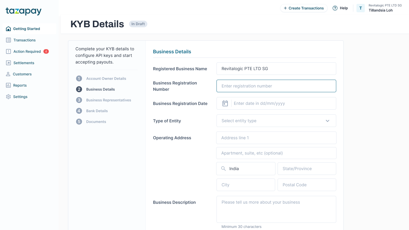 How do I complete my KYB/KYC?