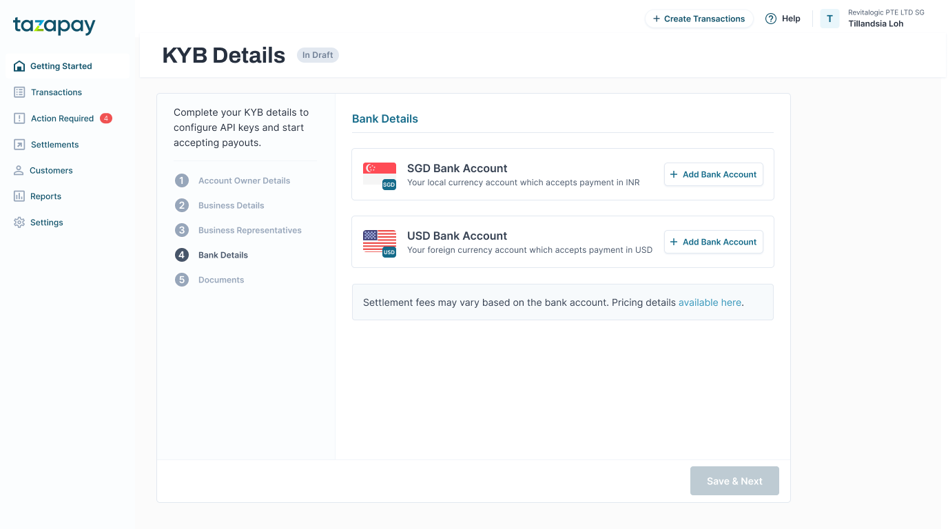 How do I add my bank account details?