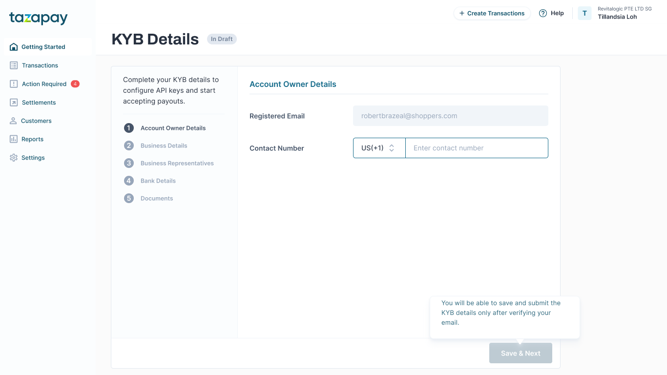 How do I complete my KYB/KYC?