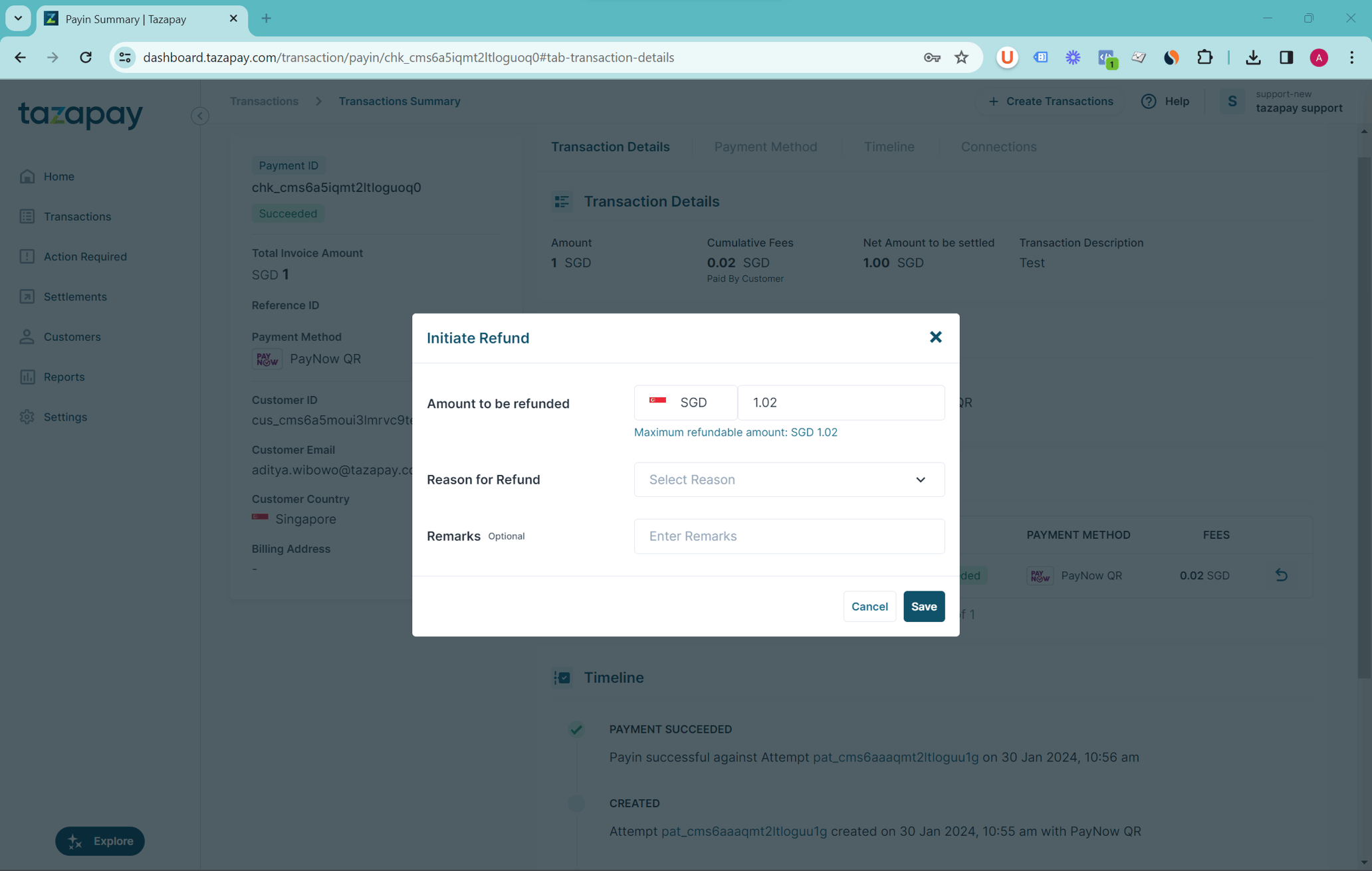 How do I request a refund from my dashboard?