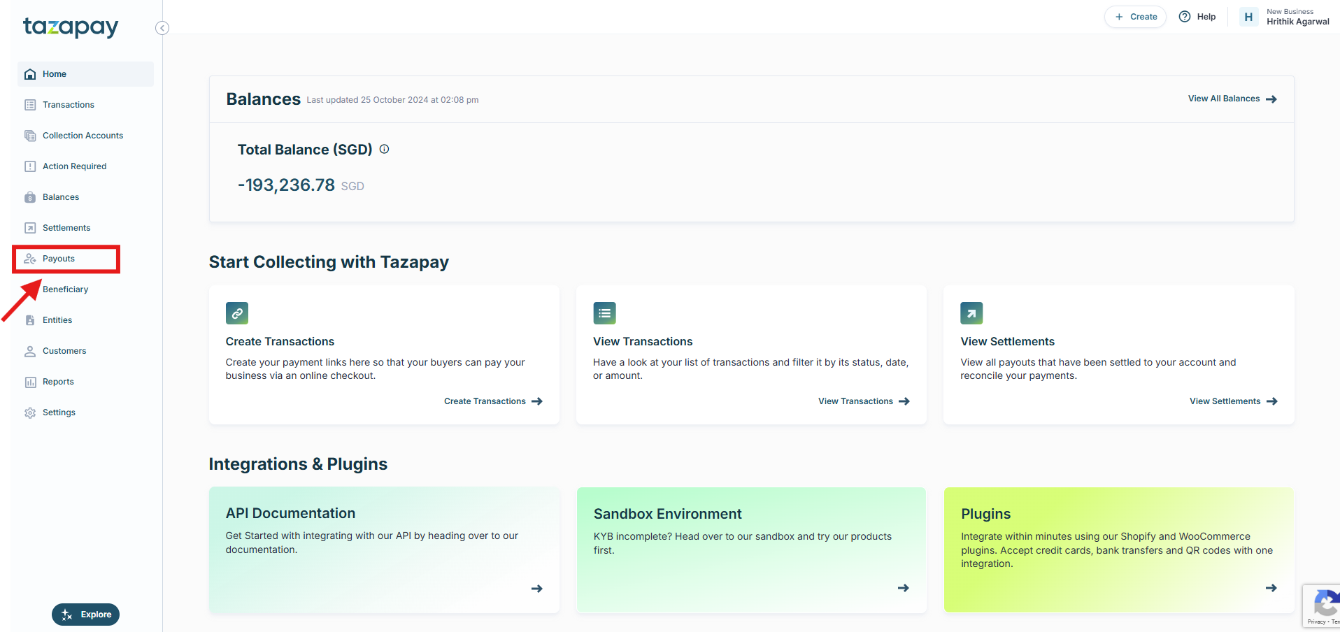 How do I create payouts on behalf of an entity?